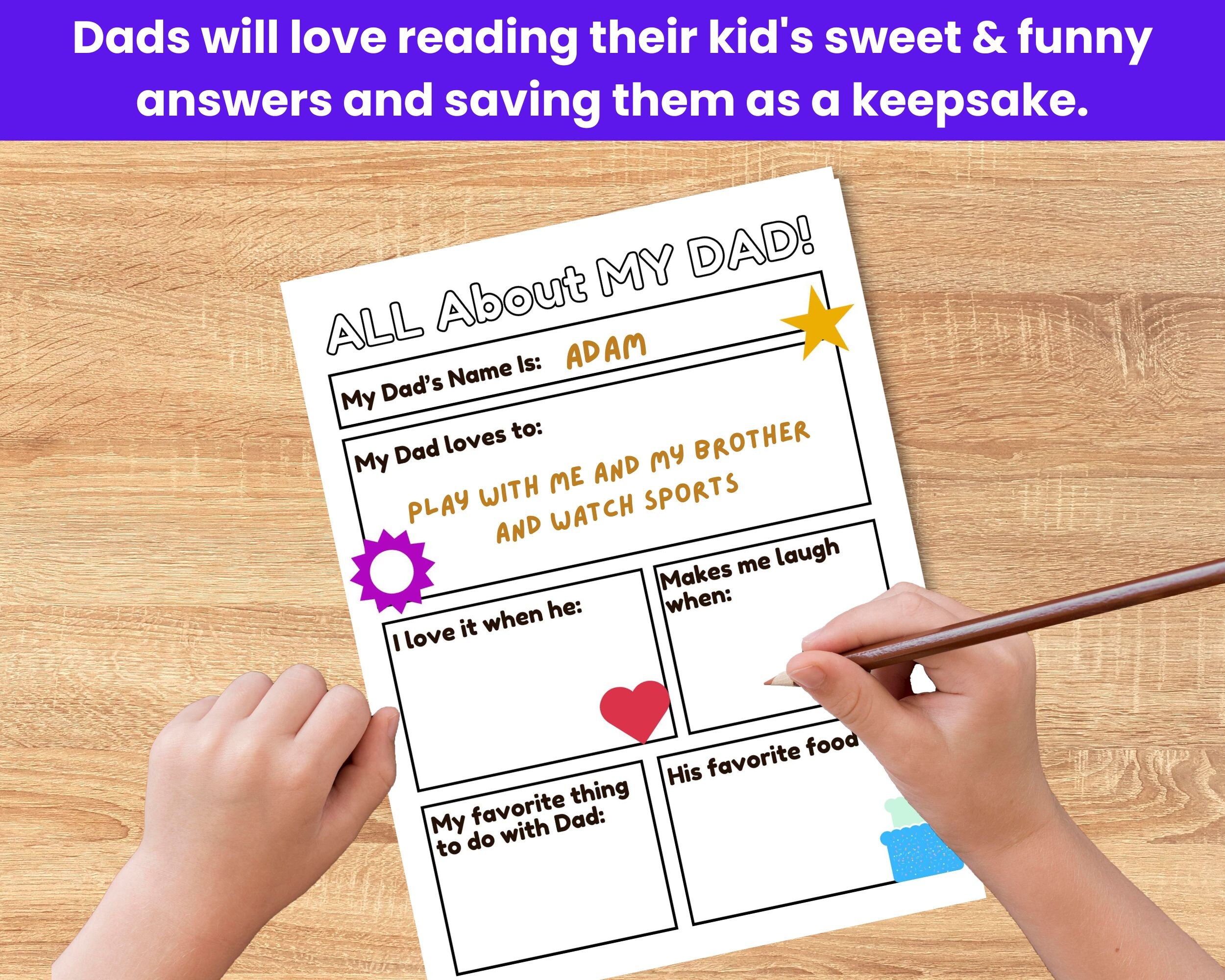 All About Dad Printable, Father's Day Gift, All About My Dad, Dad ...