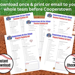 Cooperstown All Star Village Packing List, Cooperstown Checklist ...