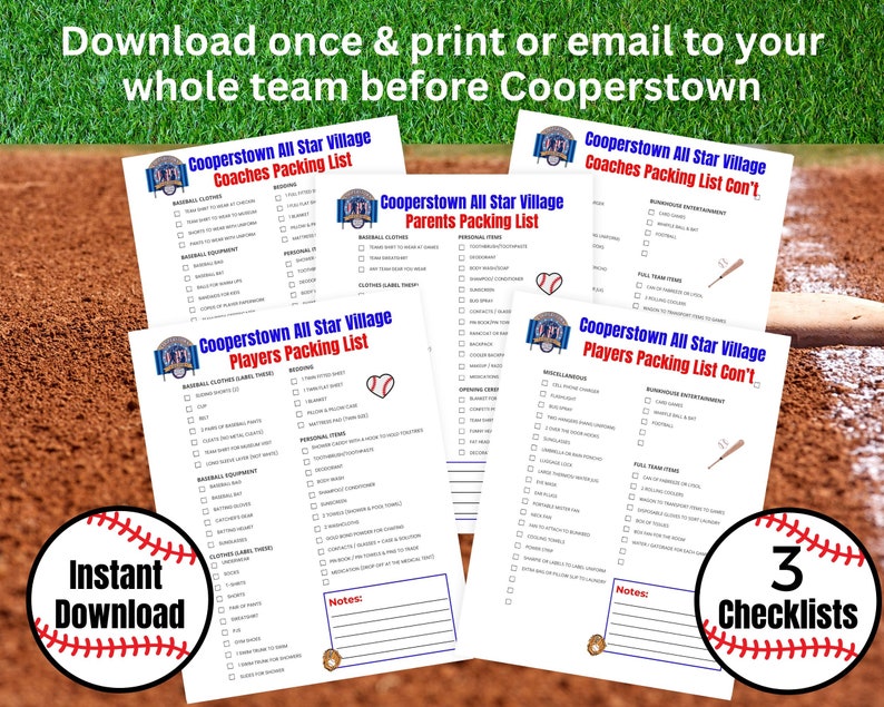 Cooperstown All Star Village Packing List, Cooperstown Checklist ...