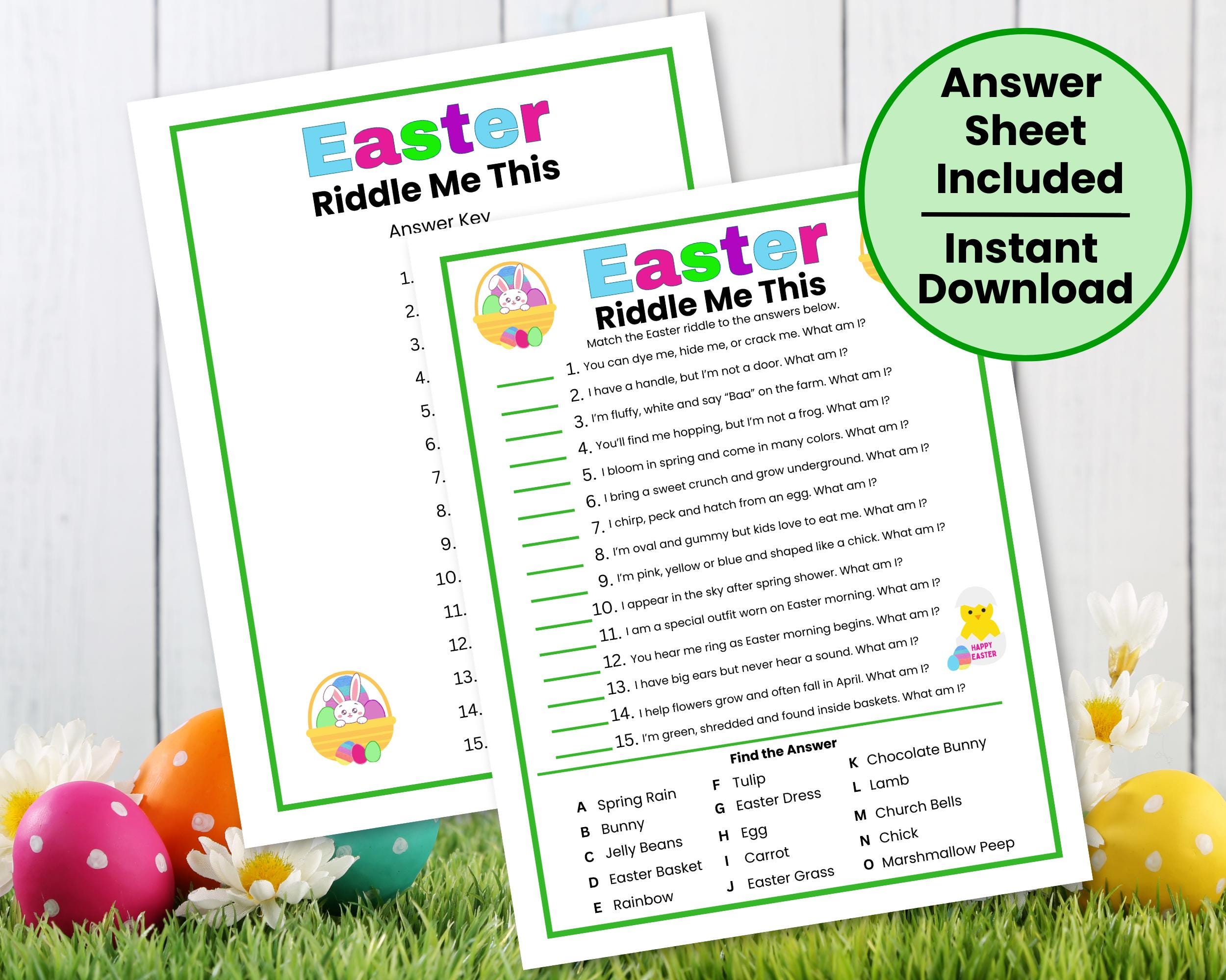 Easter Riddles Game, Easter Riddle Me This, Printable Riddles for Kids ...