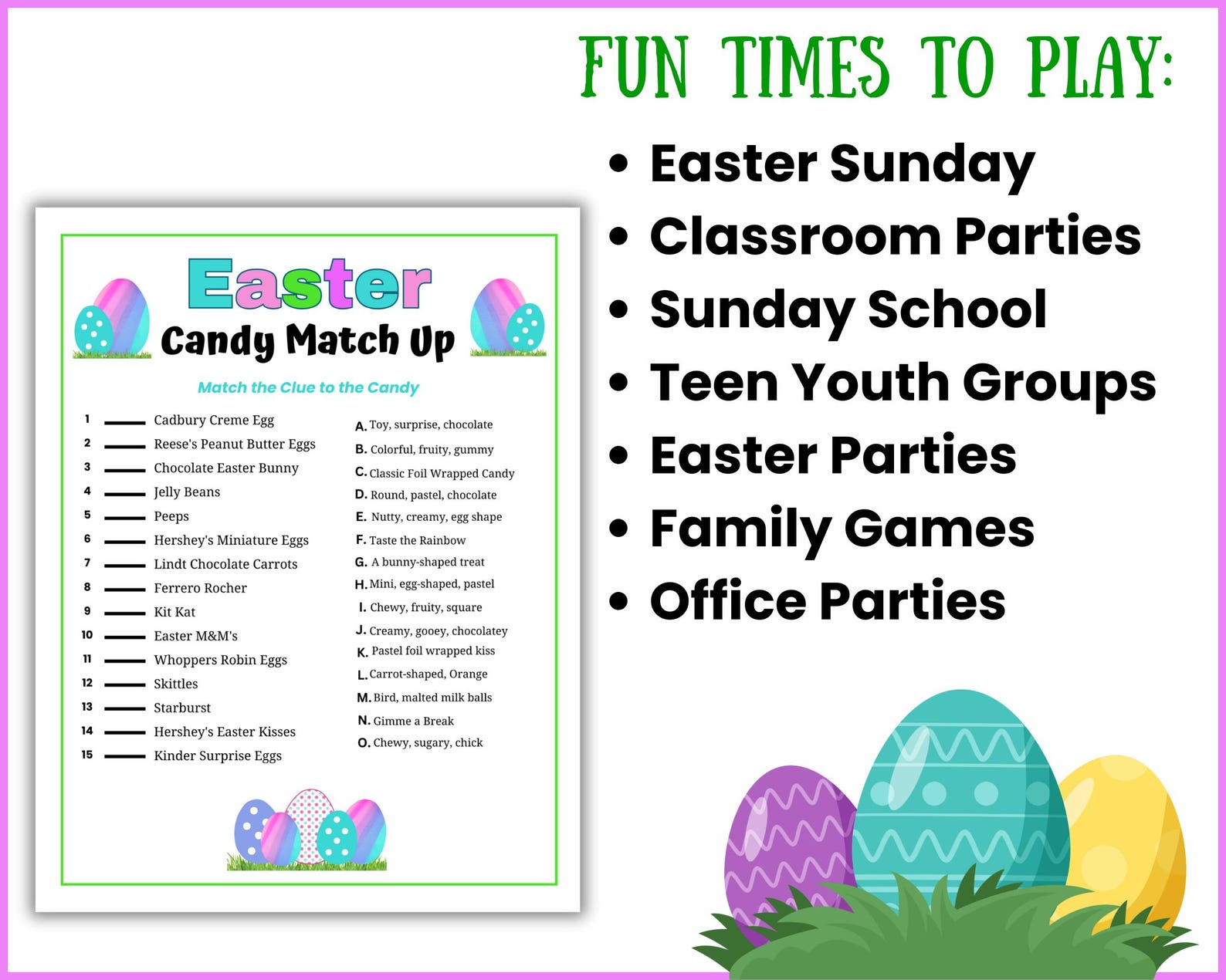 Easter Candy Match Game, Printable Candy Match Up, Easter Trivia Quiz ...