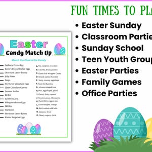 Easter Candy Match Game, Printable Candy Match Up, Easter Trivia Quiz ...