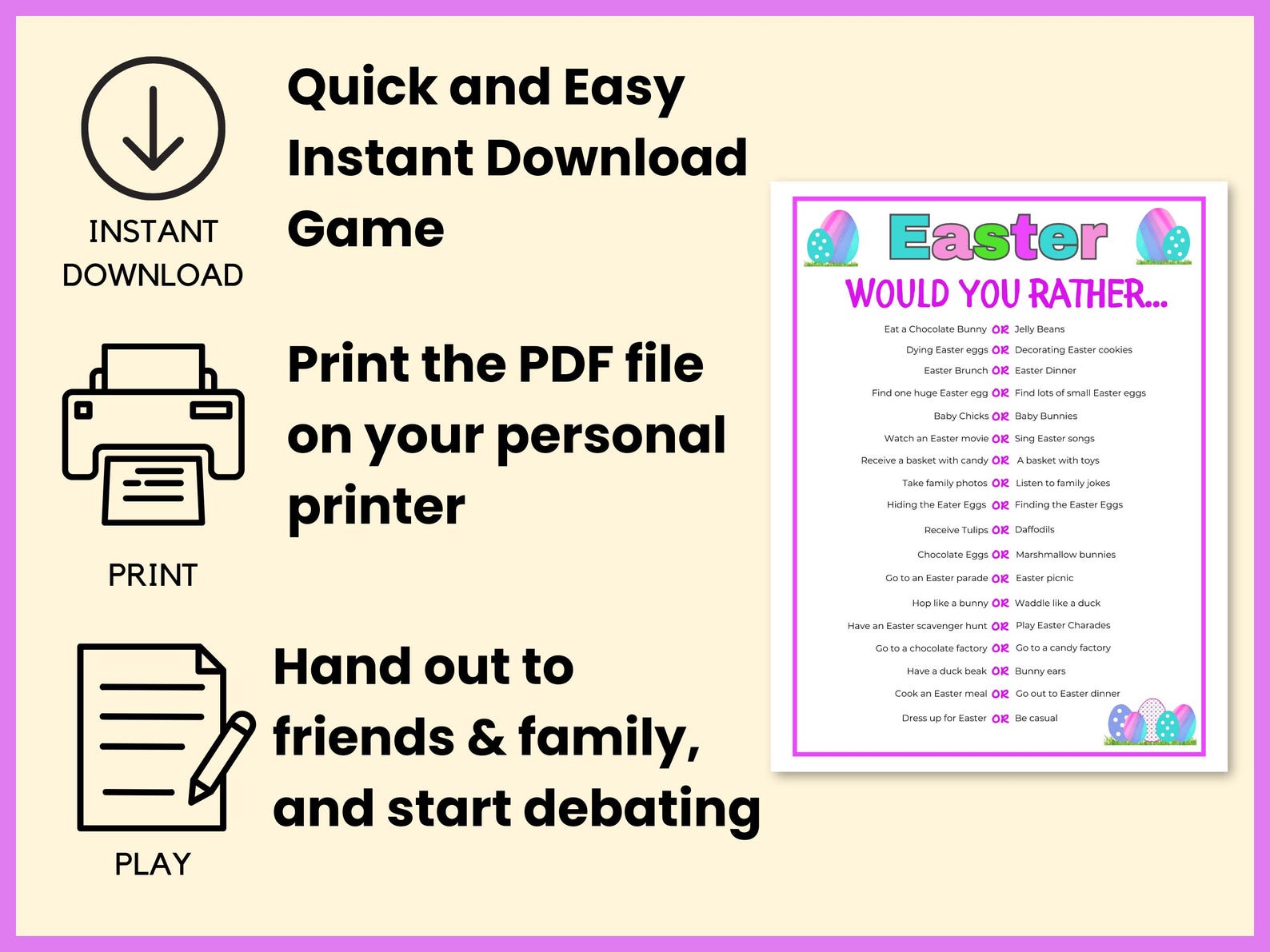 Easter Would You Rather Game, Fun Easter Game for Kids, Teens, Adults ...