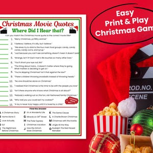 Christmas Movie Quotes Trivia Game, Holiday Movie Quote Game, Christmas ...