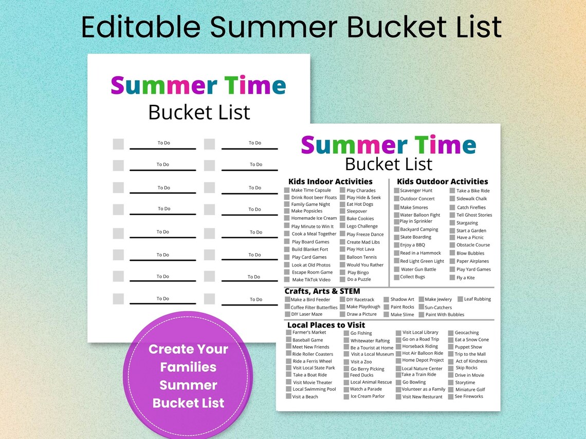 Editable Summer Schedule for Kids, Daily Kids Schedule Chart, Editable ...
