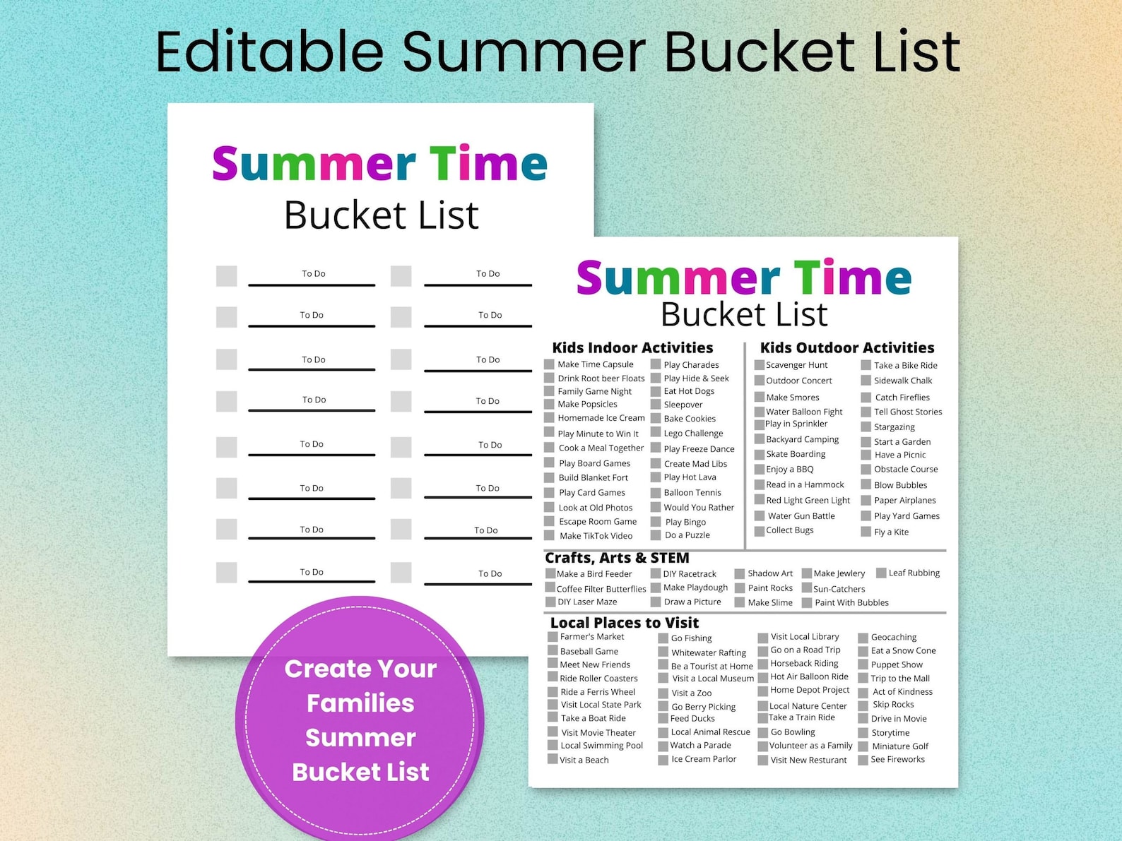 Editable Summer Schedule for Kids, Daily Kids Schedule Chart, Editable ...