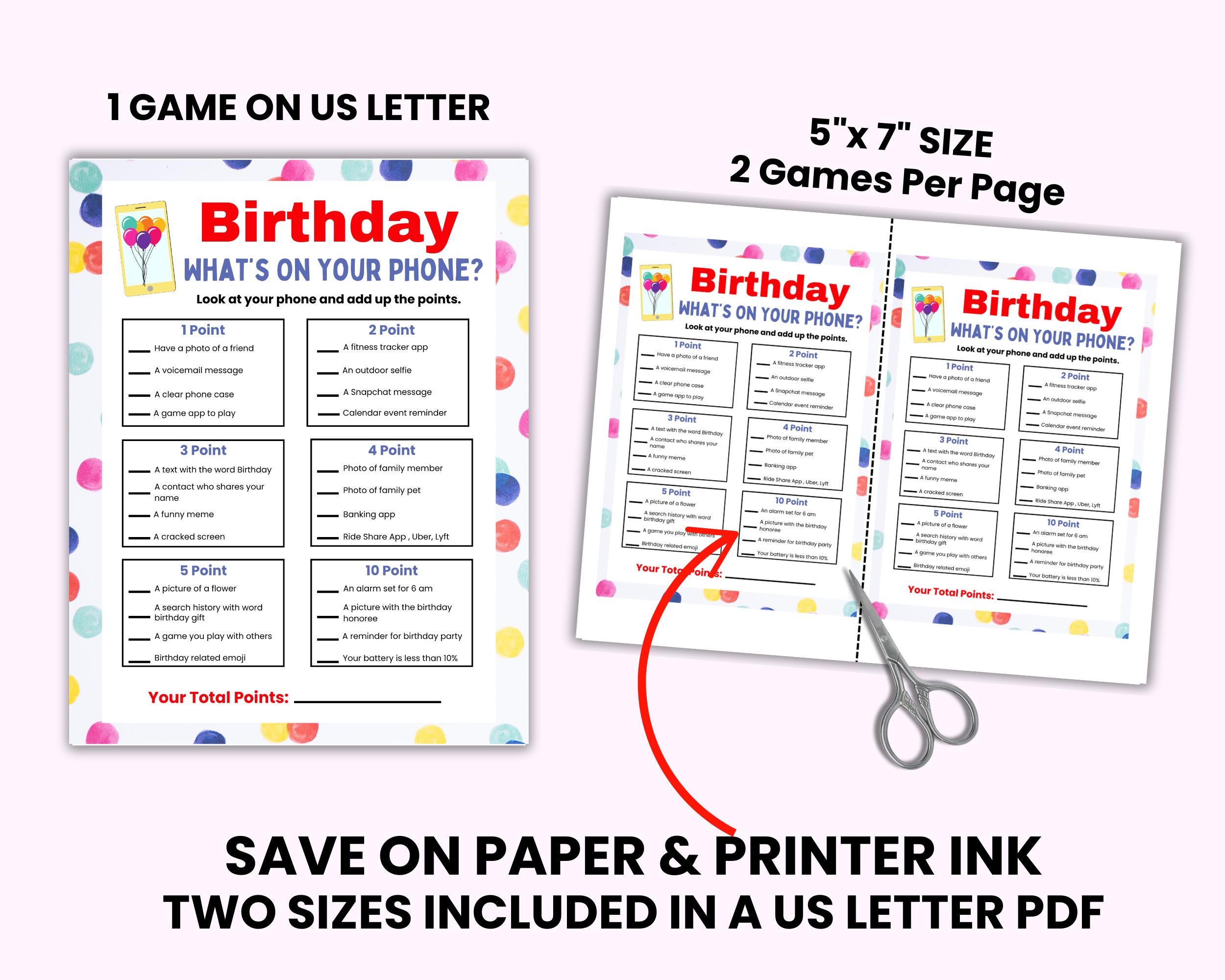 Birthday What's on Your Phone Game, Teen Birthday Game, Tween Birthday ...