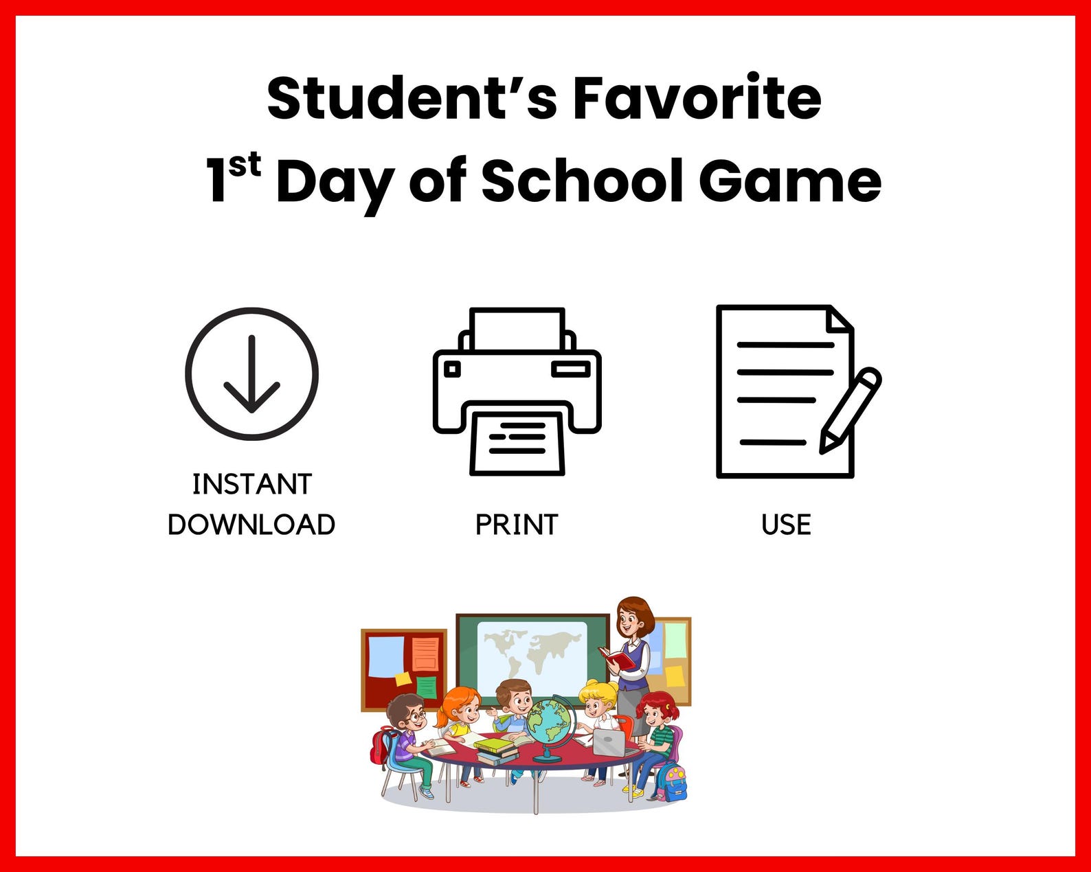 Classroom Scavenger Hunt for Kids, First Day Activities, Back to School ...