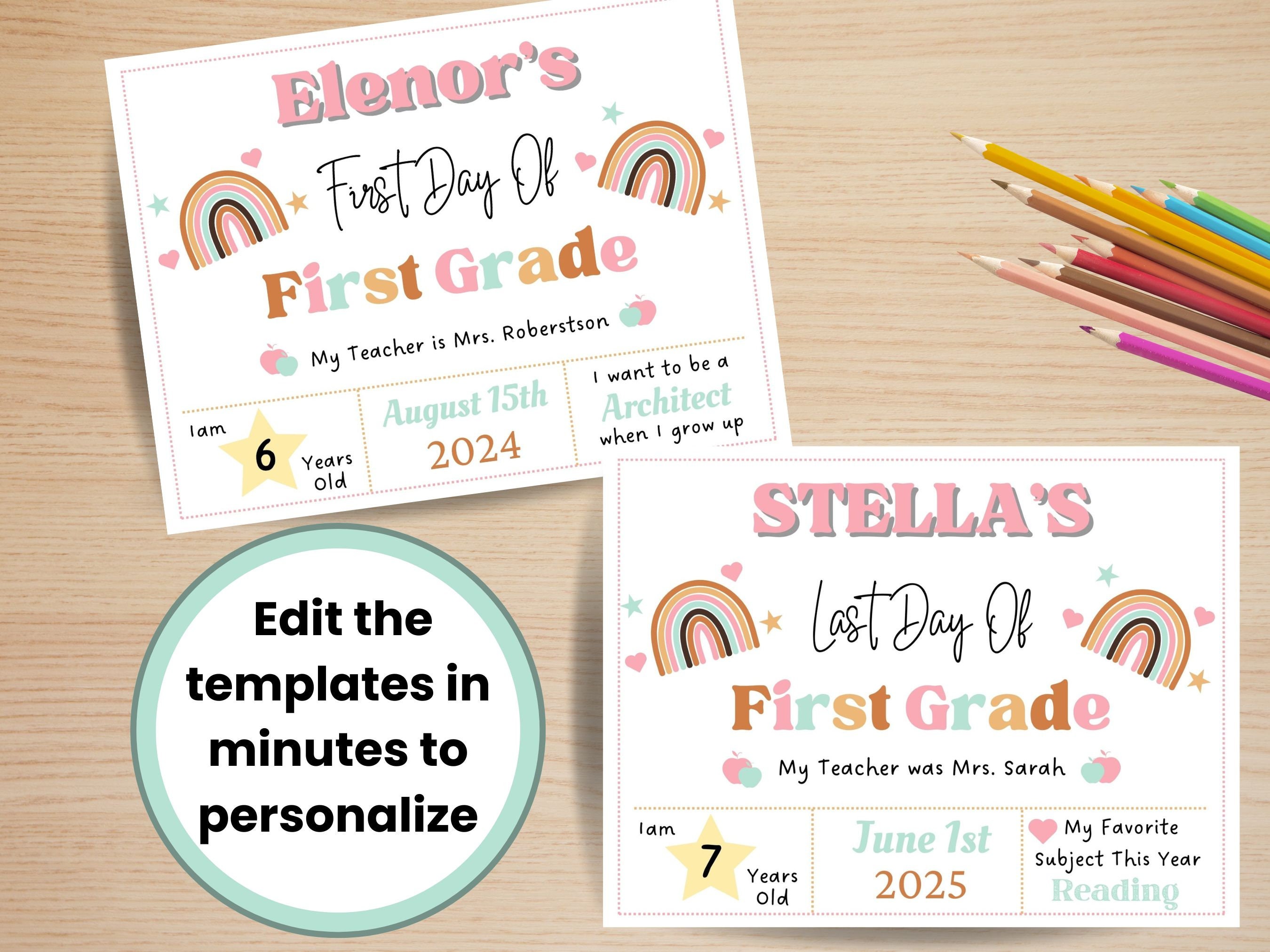 Editable First Day of School Sign Printable, Back to School Sign, Last ...