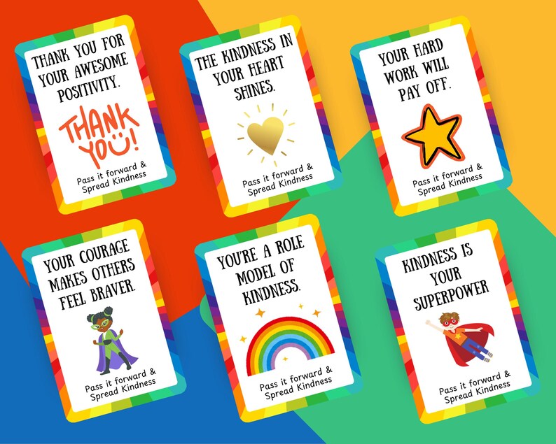 Printable Kindness Cards, Positive Affirmation Cards, Encouraging Notes ...