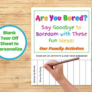 I'm Bored Jar Kids Activity Ideas, Boredom Jar, Boredom Busters, Tear ...