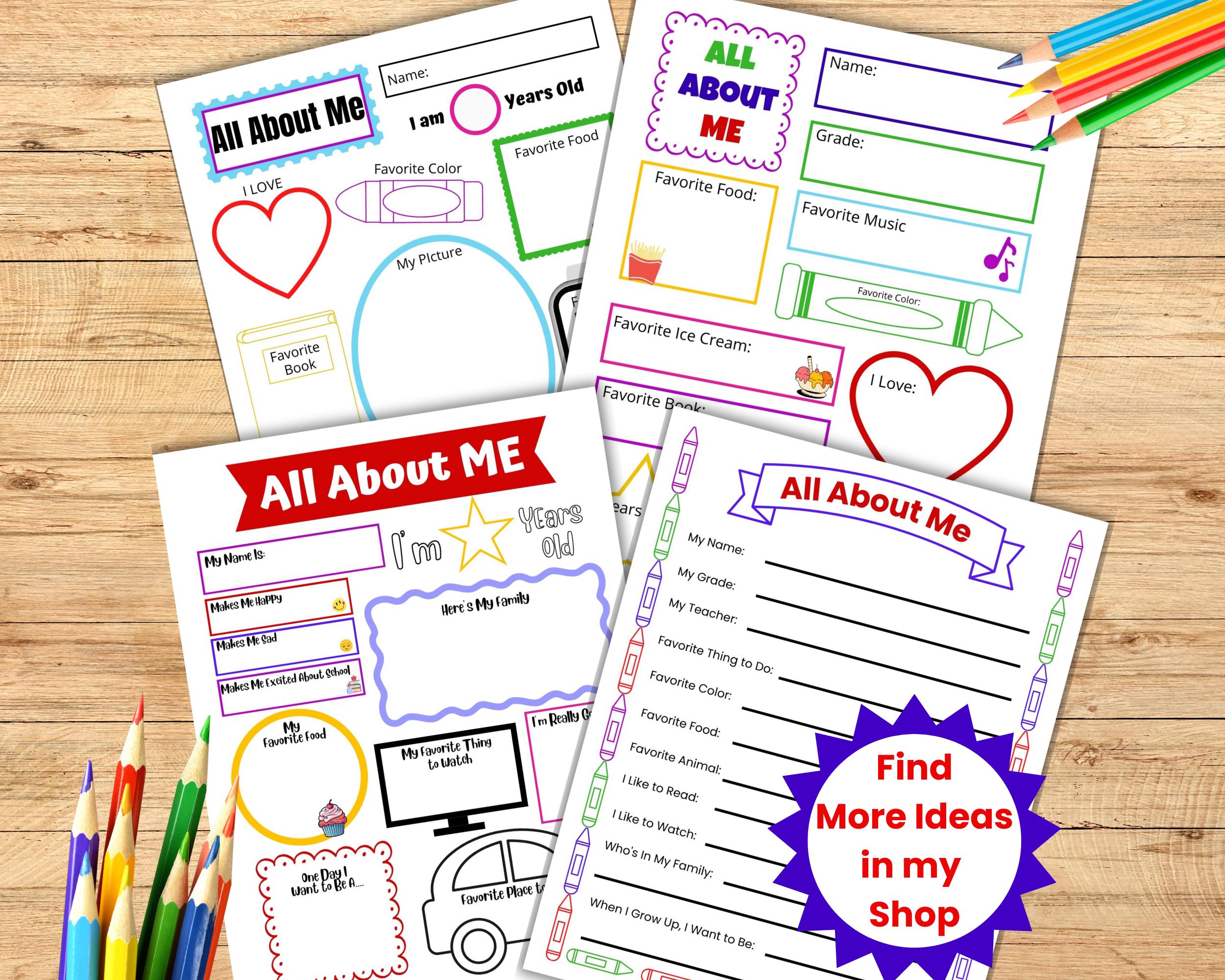 All About Me Printable, Getting to Know Me, Elementary Worksheet, Back ...