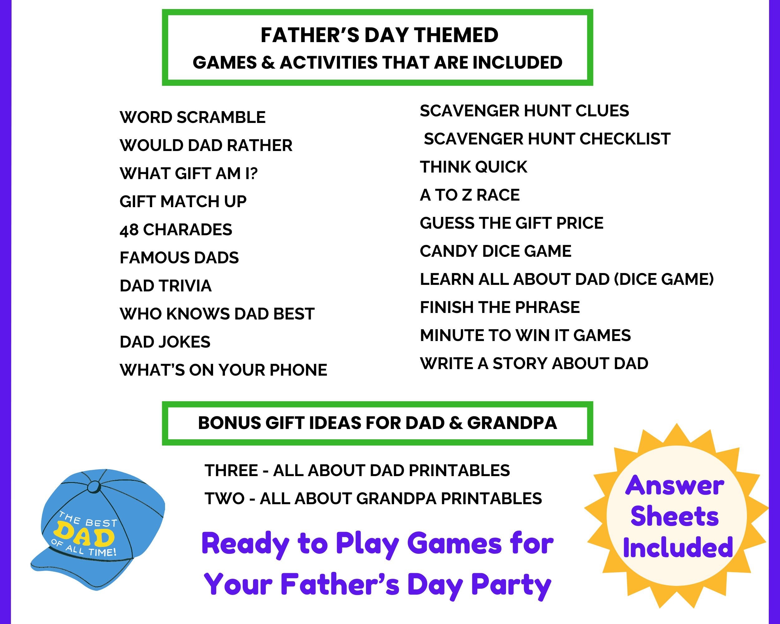 Father's Day Games Bundle, Father's Day Printable Games for Kids ...