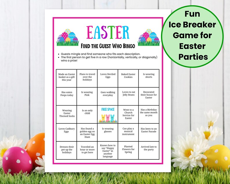 Easter Find the Guest Bingo Game, Easter Bingo, Easter Activities Kids ...