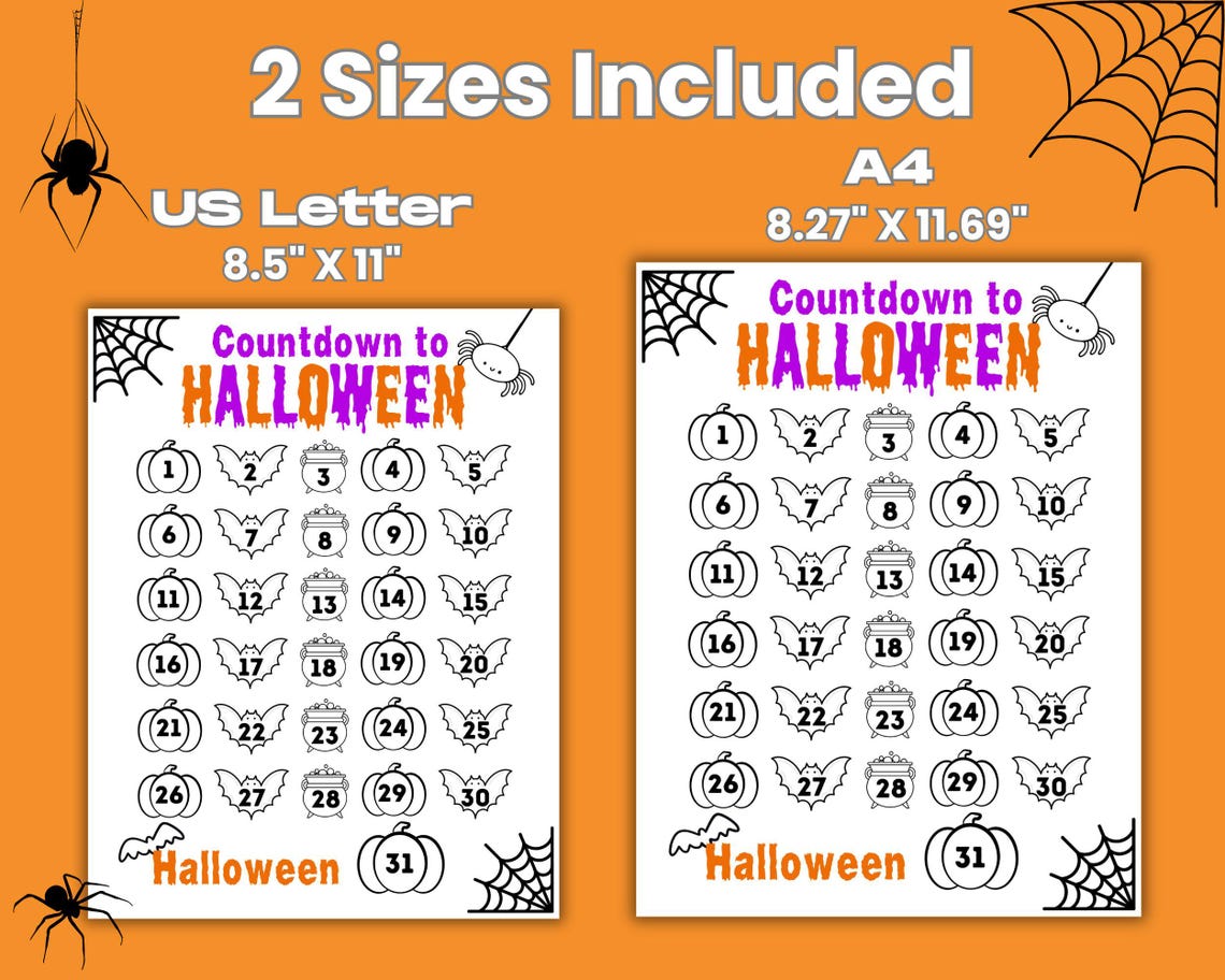 Halloween Countdown Calendar, Days Until Halloween, Kids Countdown ...