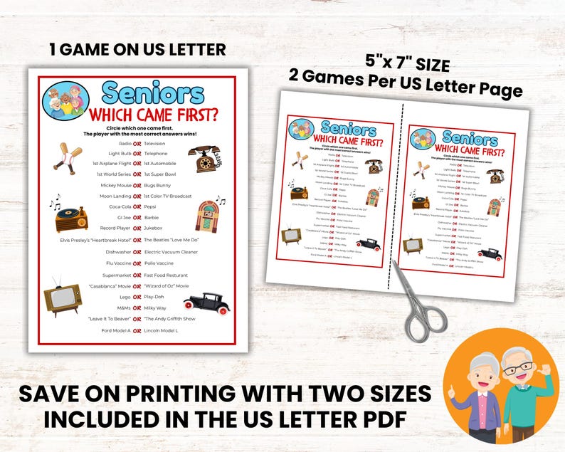 Which Came First Senior Trivia Games, Games for Senior Groups, Trivia ...