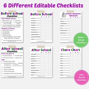 Editable Before and After School Routine Charts Daily Checklists ...