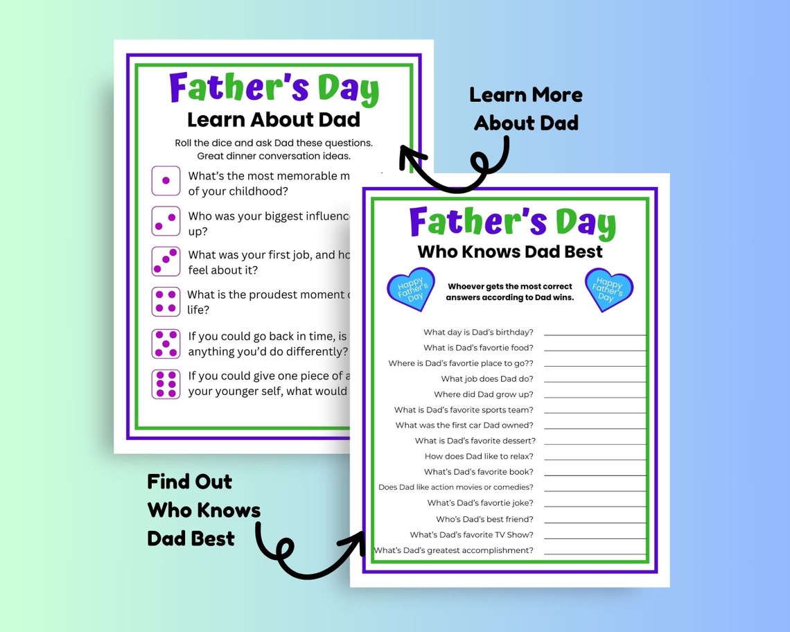 Father's Day Games Bundle, Father's Day Printable Games for Kids ...