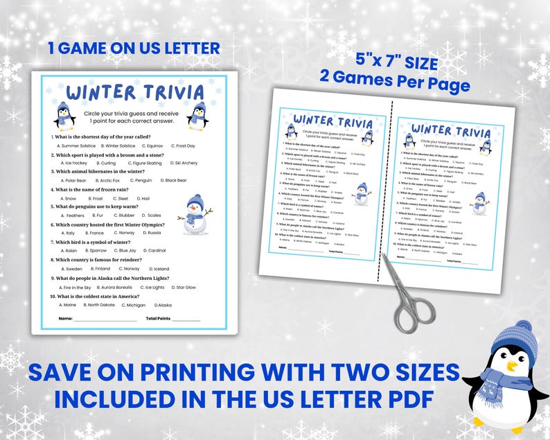 Winter Trivia Game, Printable Winter Party Game, Winter Class Party ...
