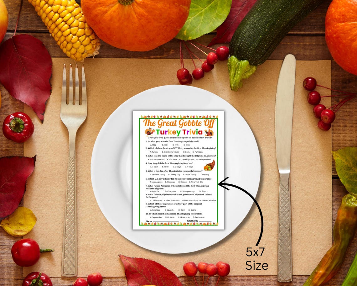 Thanksgiving Trivia Game, Fun Thanksgiving Quiz, Friendsgiving Trivia ...