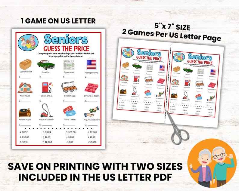 Guess the Price Game for Senior Citizens, Fun Senior Activities, 1960s ...