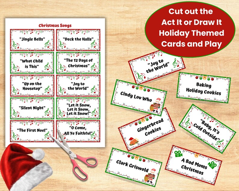Christmas Charades Game, Act It or Draw It, Fun Christmas Games for ...