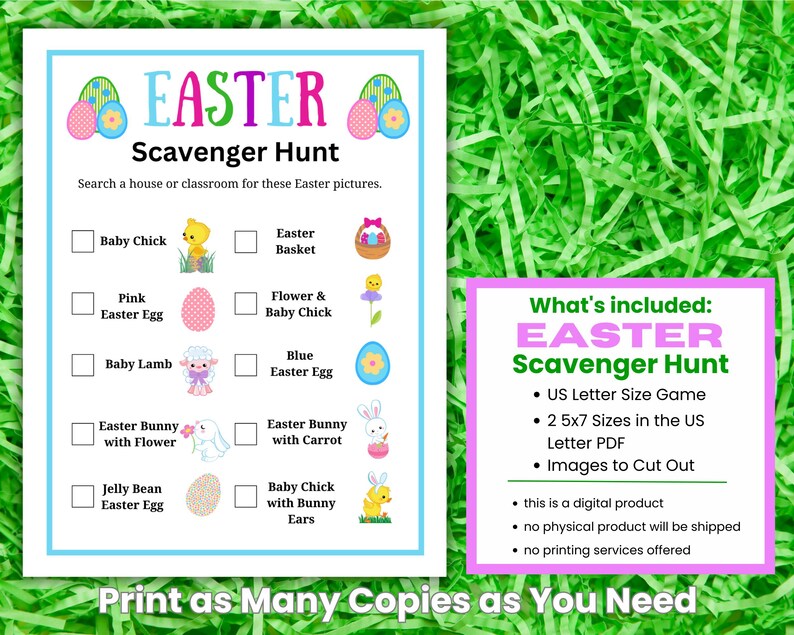 Easter Scavenger Hunt for Kids, Printable Easter Activities, Home ...