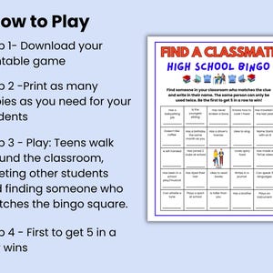 High School Games, Back to School Bingo, Teen Icebreaker, Get to Know ...