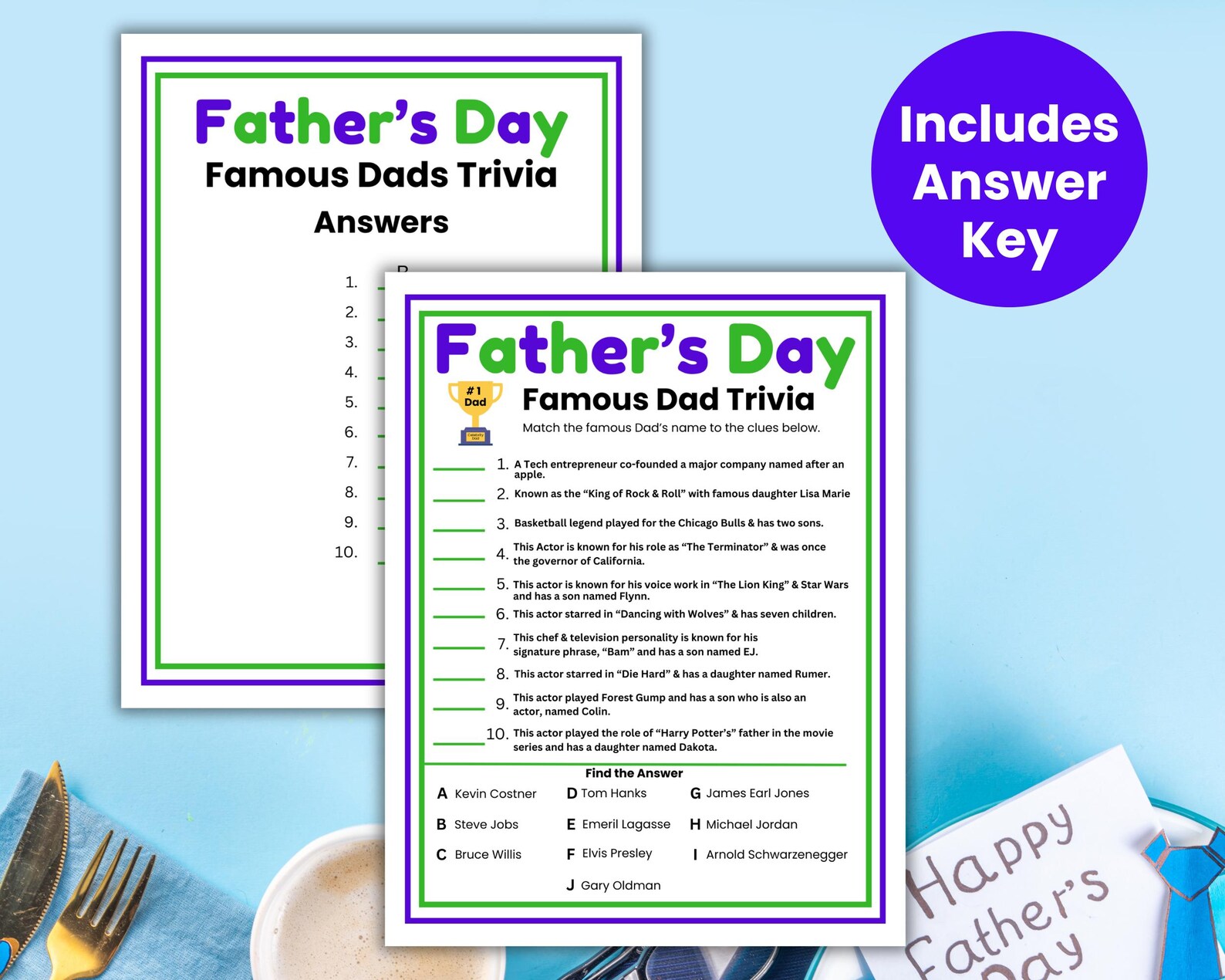 Famous Dads Father's Day Trivia Game, TV Dad Trivia Questions, Father's ...
