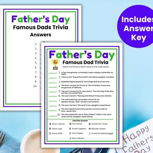 Famous Dads Father's Day Trivia Game, TV Dad Trivia Questions, Father's ...