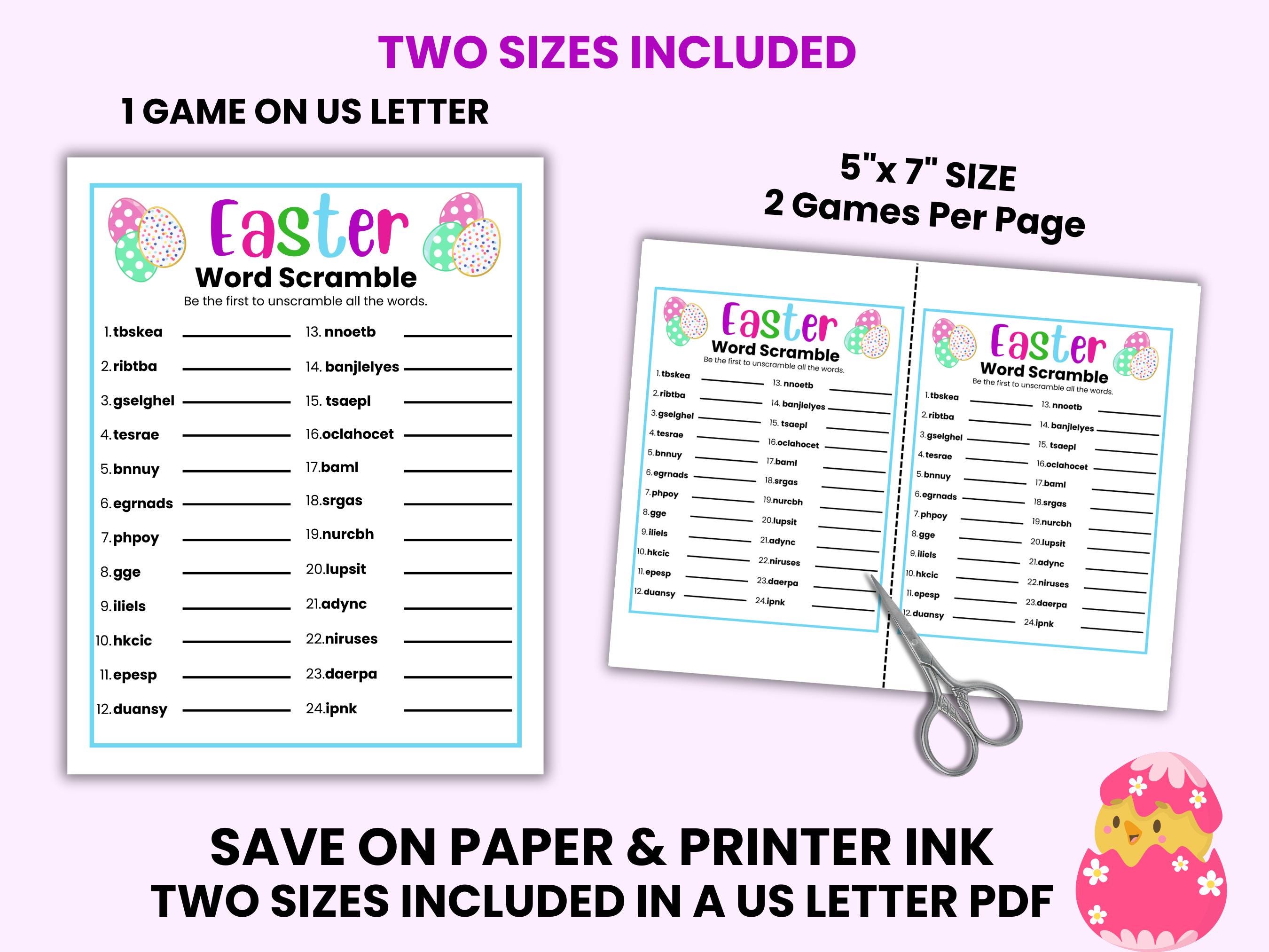Easter Word Scramble Game, Printable Easter Games, Easter Word Games ...