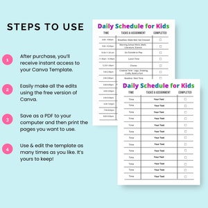 Editable Summer Schedule for Kids, Daily Kids Schedule Chart, Editable ...