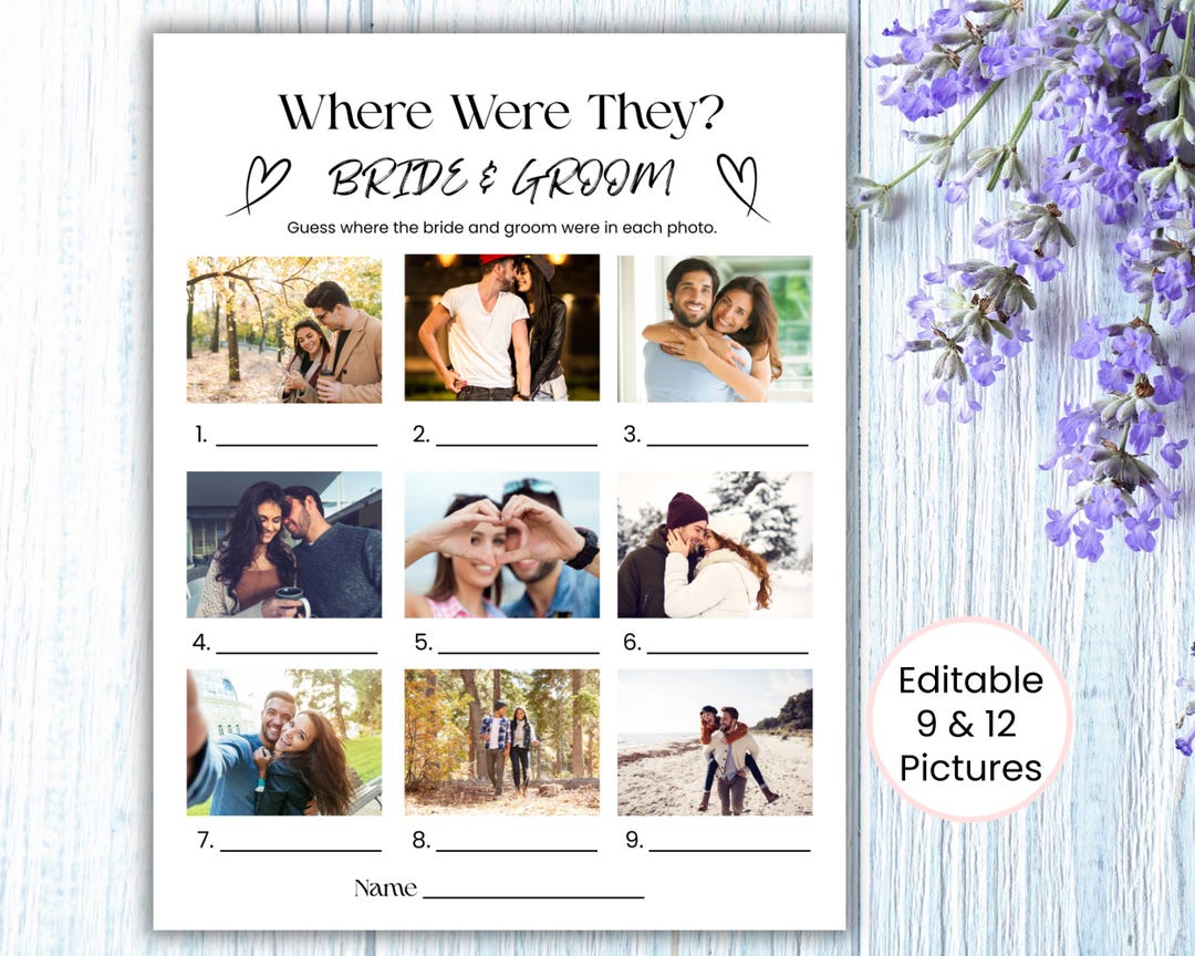 Where Were They Photo Game, Wedding Table Games, Photo Guessing Game ...