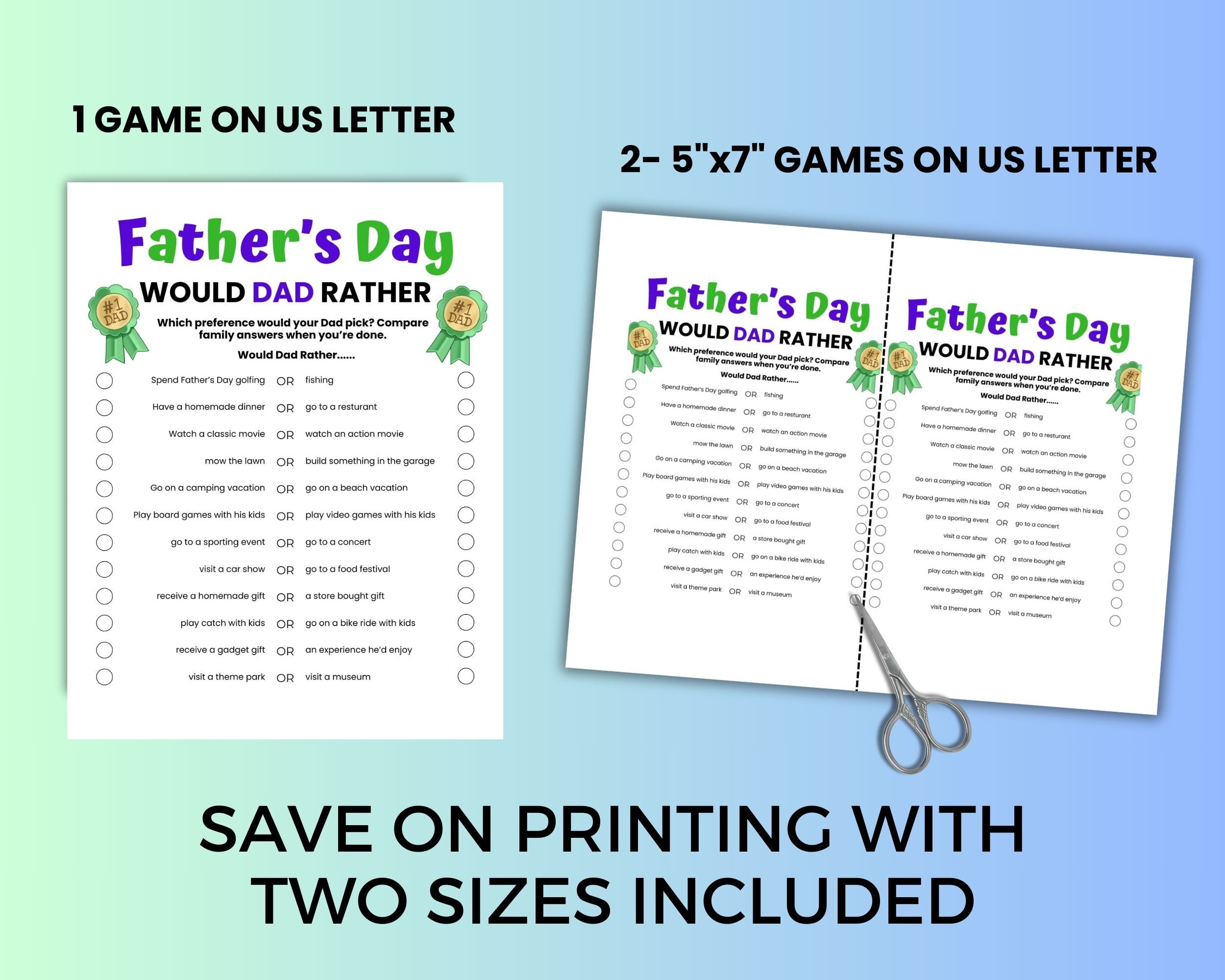 Father's Day Games Bundle, Father's Day Printable Games for Kids ...