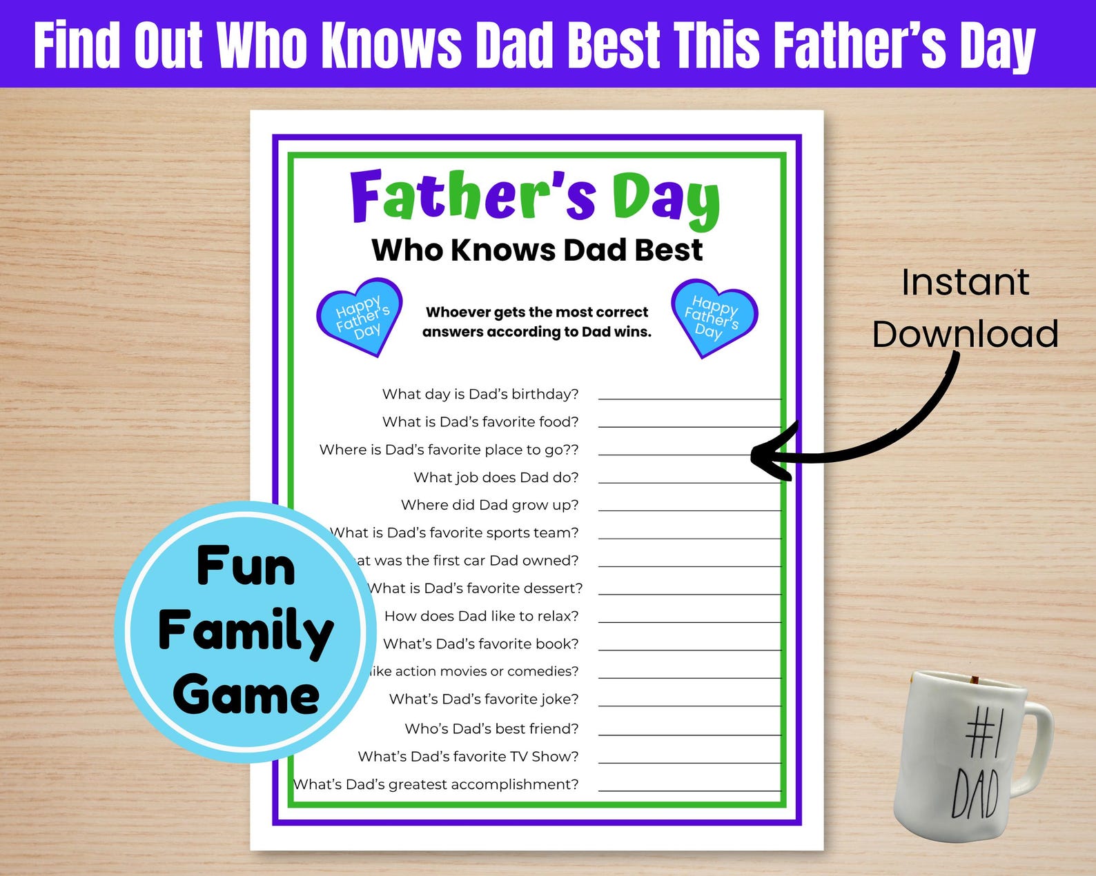 Father's Day Who Knows Dad Best Game, Father's Day Trivia, Father's Day ...