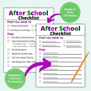 Editable Before and After School Routine Charts, Daily Checklists, Kids ...
