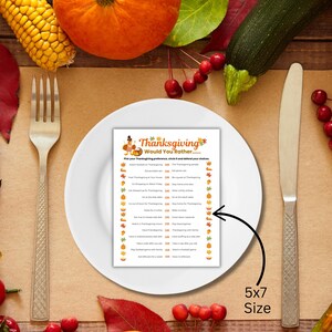Thanksgiving Would You Rather Game, Printable Thanksgiving Game, This ...