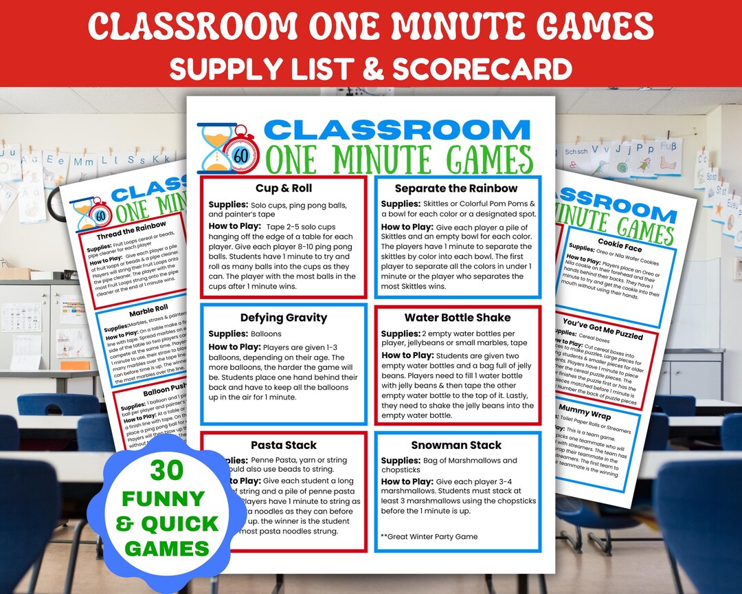 Classroom One Minute Games, Fun Classroom Games, Quick Icebreaker Games ...