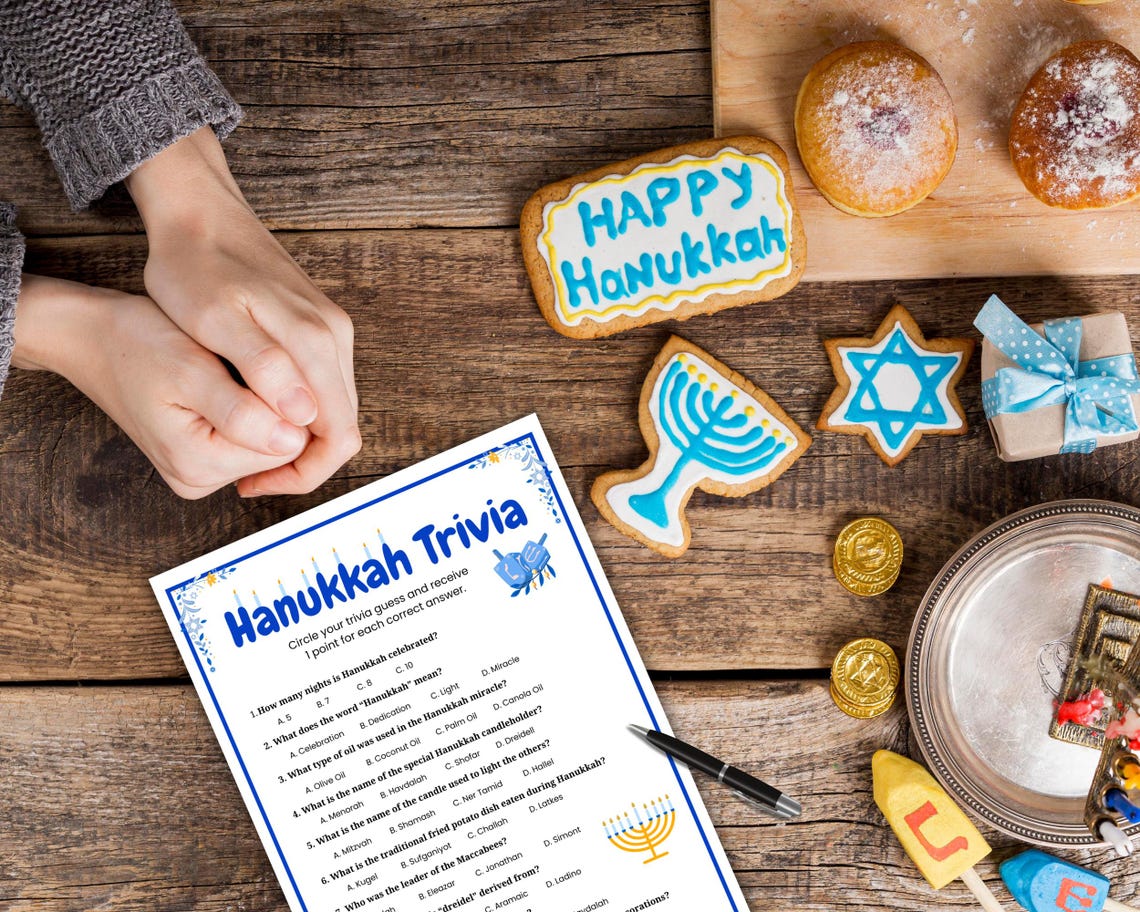 Hanukkah Trivia Game, Festival of Lights Activities, Family Chanukah ...