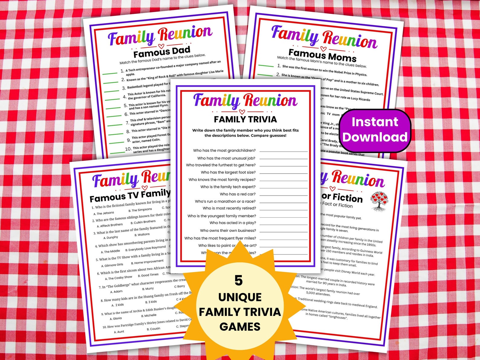 Family Reunion Trivia Games, Family Trivia, Printable Family Reunion ...