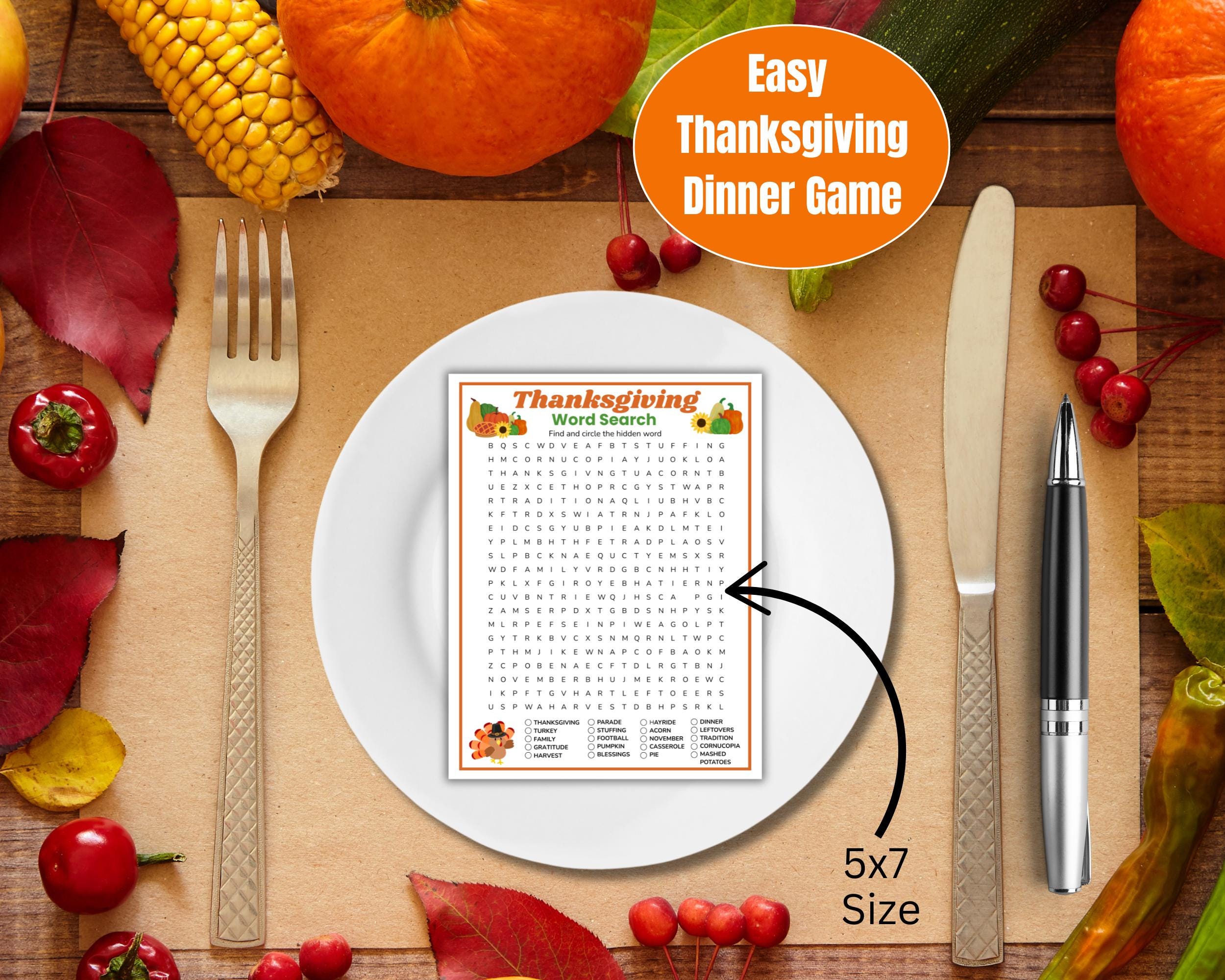Thanksgiving Word Search Game, Printable Thanksgiving Game for Kids ...
