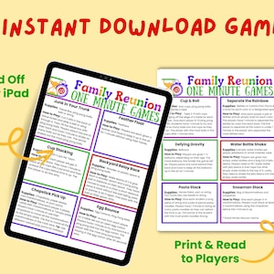 Family Reunion Minute to Win It Games, Fun Games for Reunion, Quick One ...