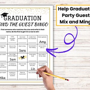 Graduation Find the Guest Bingo Game, Graduation Party Game, Grad Party ...