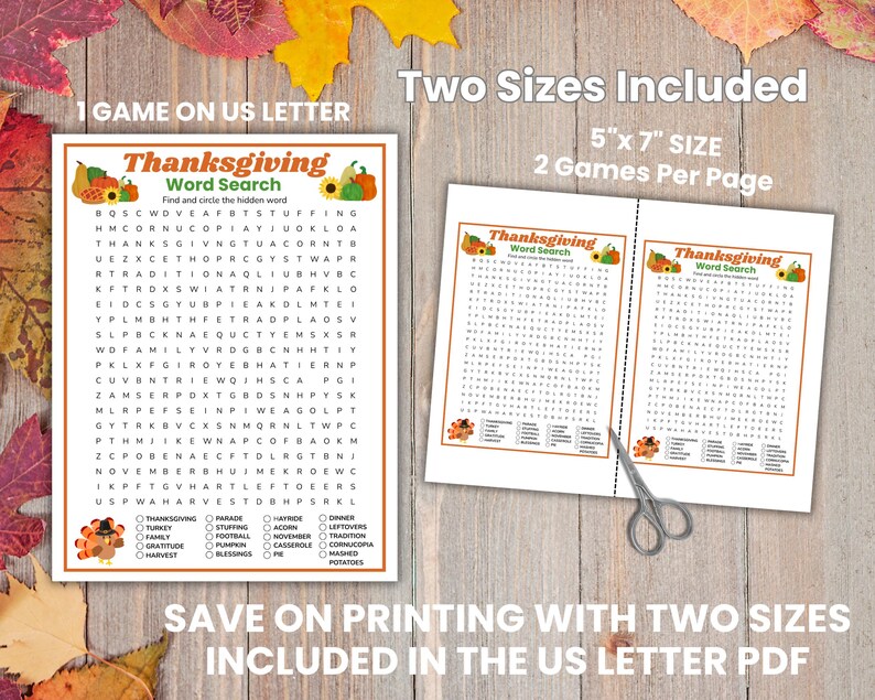 Thanksgiving Word Search Game, Printable Thanksgiving Game for Kids ...