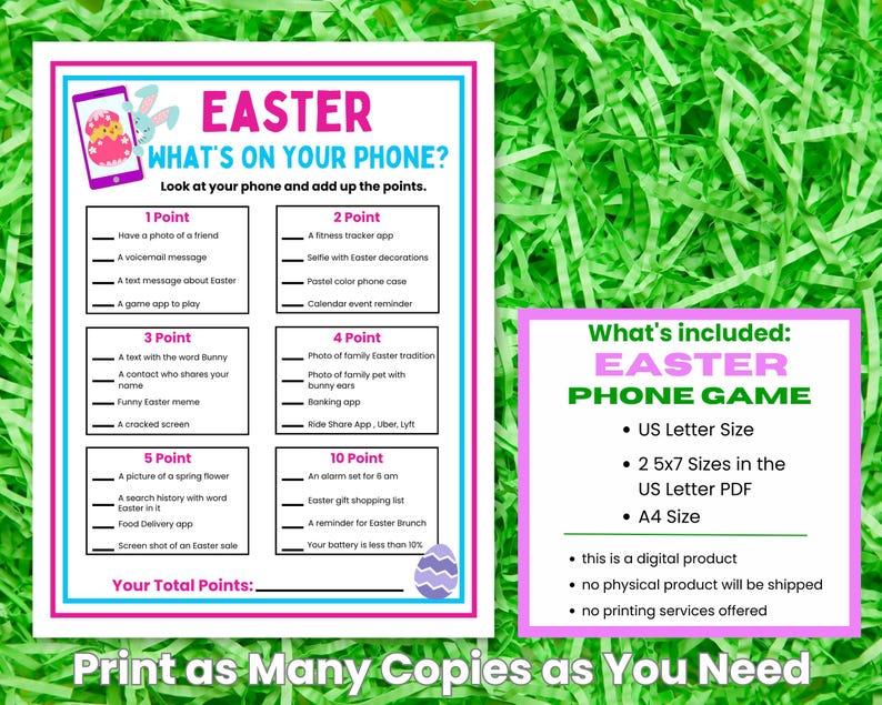 Easter What's on Your Phone, Printable Easter Game, Phone Scavenger ...