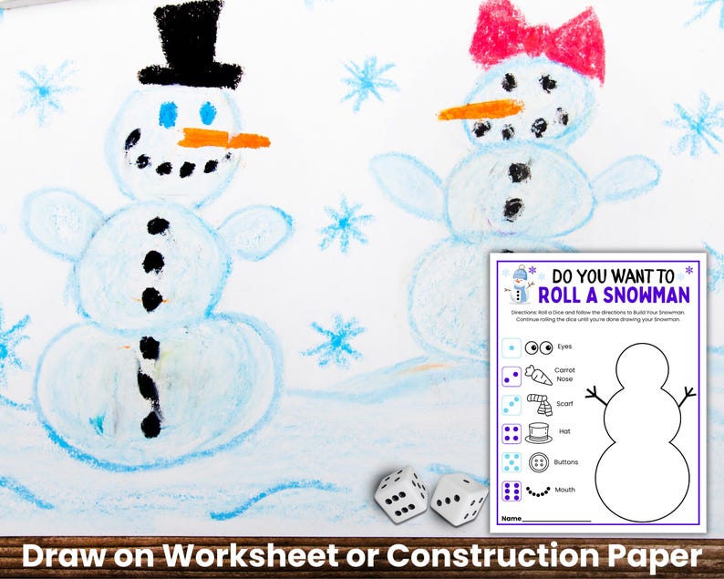 Roll a Snowman Dice Game, Printable Snowman Game, Preschool and ...