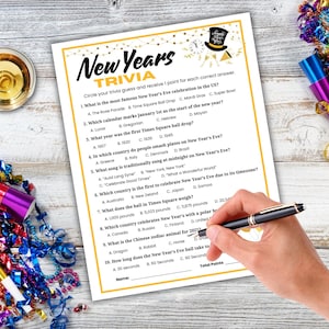 New Years Trivia Game, Printable New Year's Eve Party Game, New Years ...