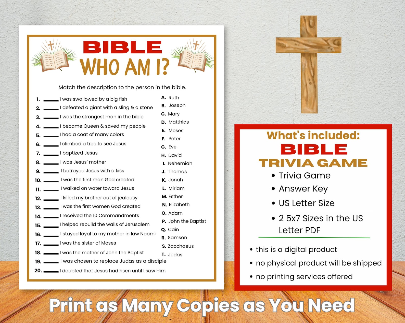 Bible Who Am I Trivia Game, Church Games Bible Trivia for Kids, Teens ...