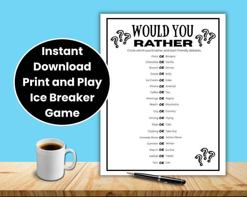 Would You Rather Game, Fun Icebreaker Game, Conversation Starters ...