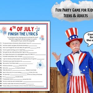 4th of July Finish the Lyrics Game, 4th of July Trivia Questions, 4th ...